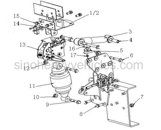 SINOTRUK HOWO TRUCK HW76 CAB CATALOG FRONT SUPPORT PARTS